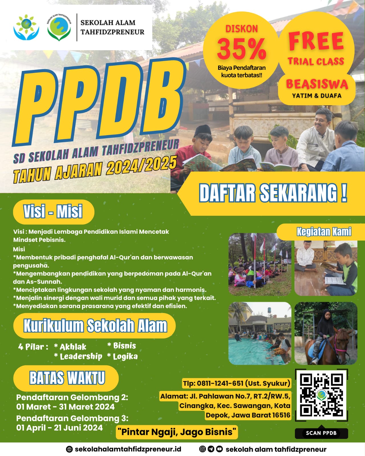 BOOKING FORMULIR PPDB SD SATP (T.A 2025 - 2026) | Sekolah Alam ...